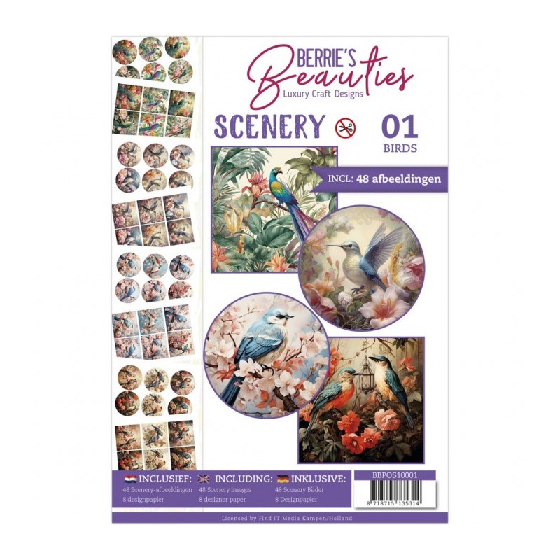 Livre Berries Beauties Scenery A4 prédécoupé N°1 - Oiseaux 48 images ...